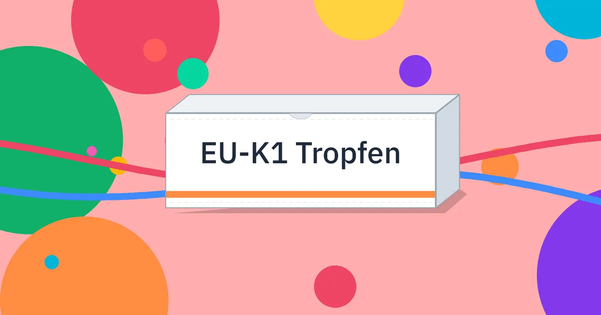 Symbolbild: Packung mit der Aufschrift EU-K1 Tropfen (PZN 11000138) – Verfügbarkeit und Bezug in Apotheken in Frankfurt am Main