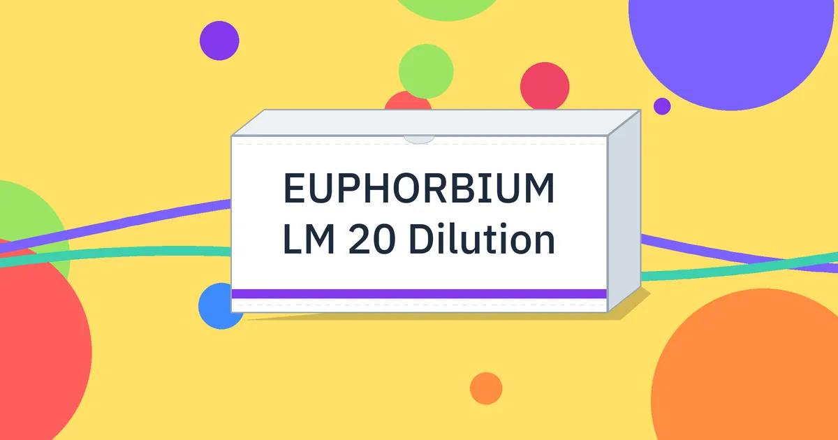 Symbolbild: Packung mit der Aufschrift EUPHORBIUM LM 20 Dilution (PZN 13483299) – Verfügbarkeit und Bezug in Apotheken in Frankfurt am Main
