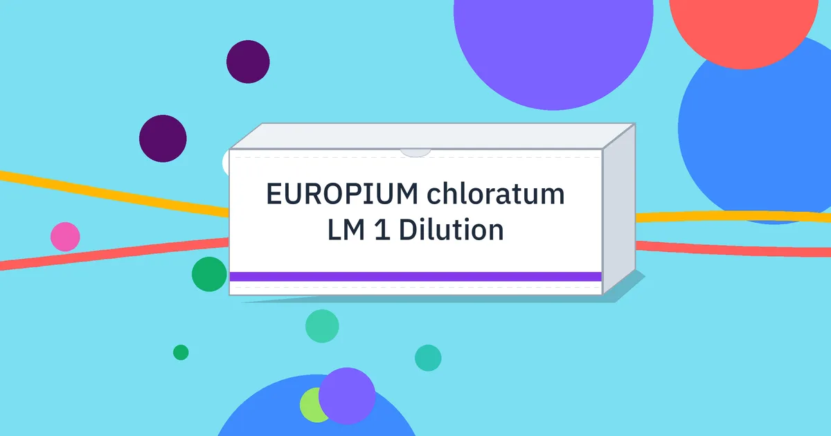 Symbolbild: Packung mit der Aufschrift EUROPIUM chloratum LM 1 Dilution (PZN 13484011) – Verfügbarkeit und Bezug in Apotheken in Frankfurt am Main