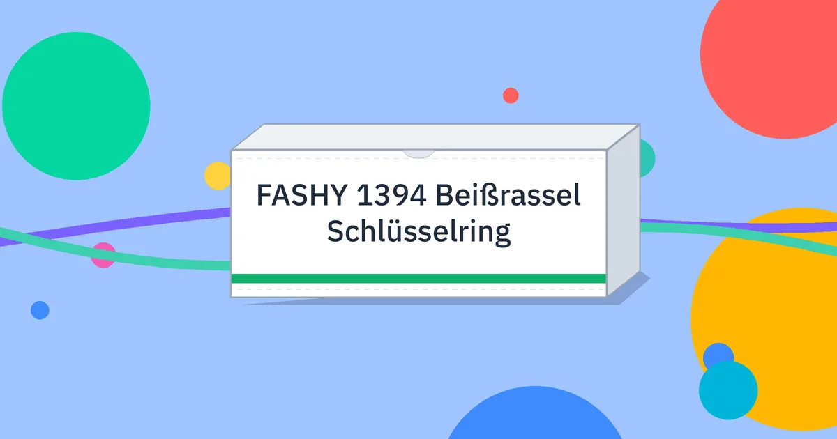 Symbolbild: Packung mit der Aufschrift FASHY 1394 Beißrassel Schlüsselring (PZN 12375863) – Verfügbarkeit und Bezug in Apotheken in Frankfurt am Main