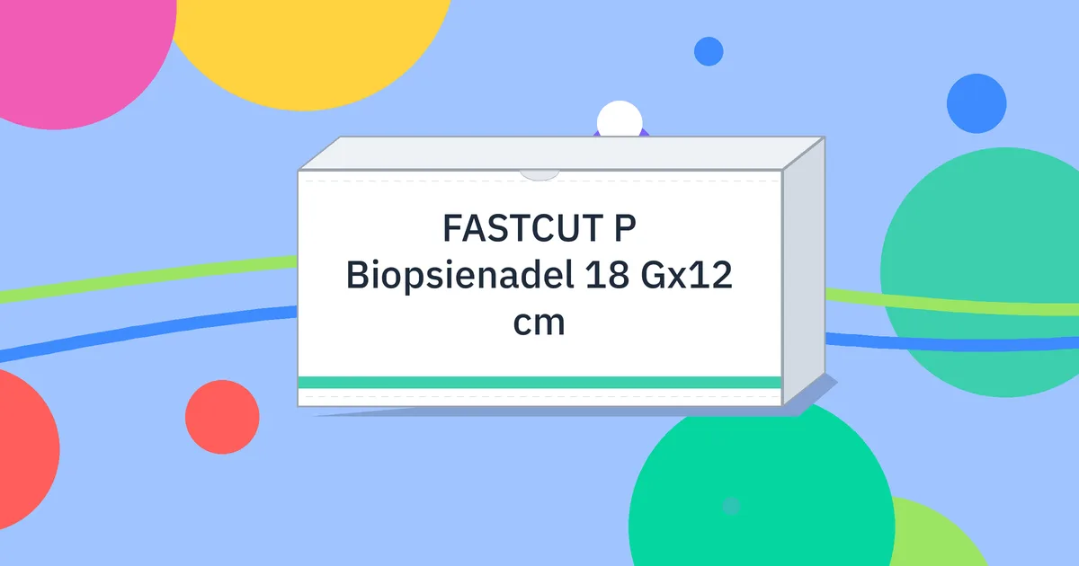Symbolbild: Packung mit der Aufschrift FASTCUT P Biopsienadel 18 Gx12 cm (PZN 16946759) – Verfügbarkeit und Bezug in Apotheken in Frankfurt am Main