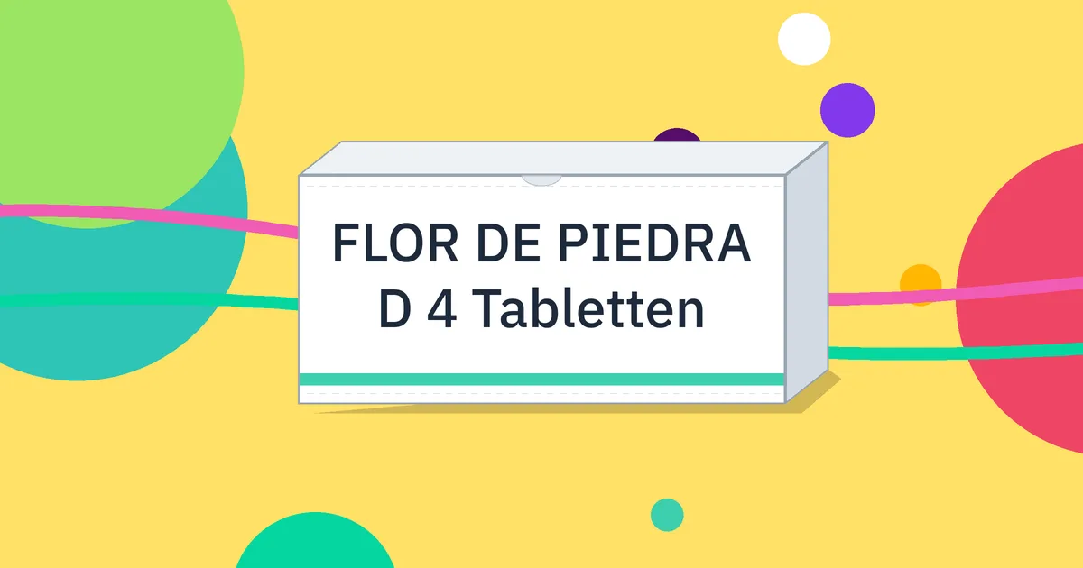 Symbolbild: Packung mit der Aufschrift FLOR DE PIEDRA D 4 Tabletten (PZN 02114506) – Verfügbarkeit und Bezug in Apotheken in Frankfurt am Main
