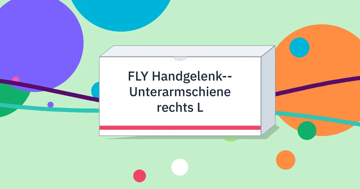 Symbolbild: Packung mit der Aufschrift FLY Handgelenk--Unterarmschiene rechts L (PZN 10539533) – Verfügbarkeit und Bezug in Apotheken in Frankfurt am Main