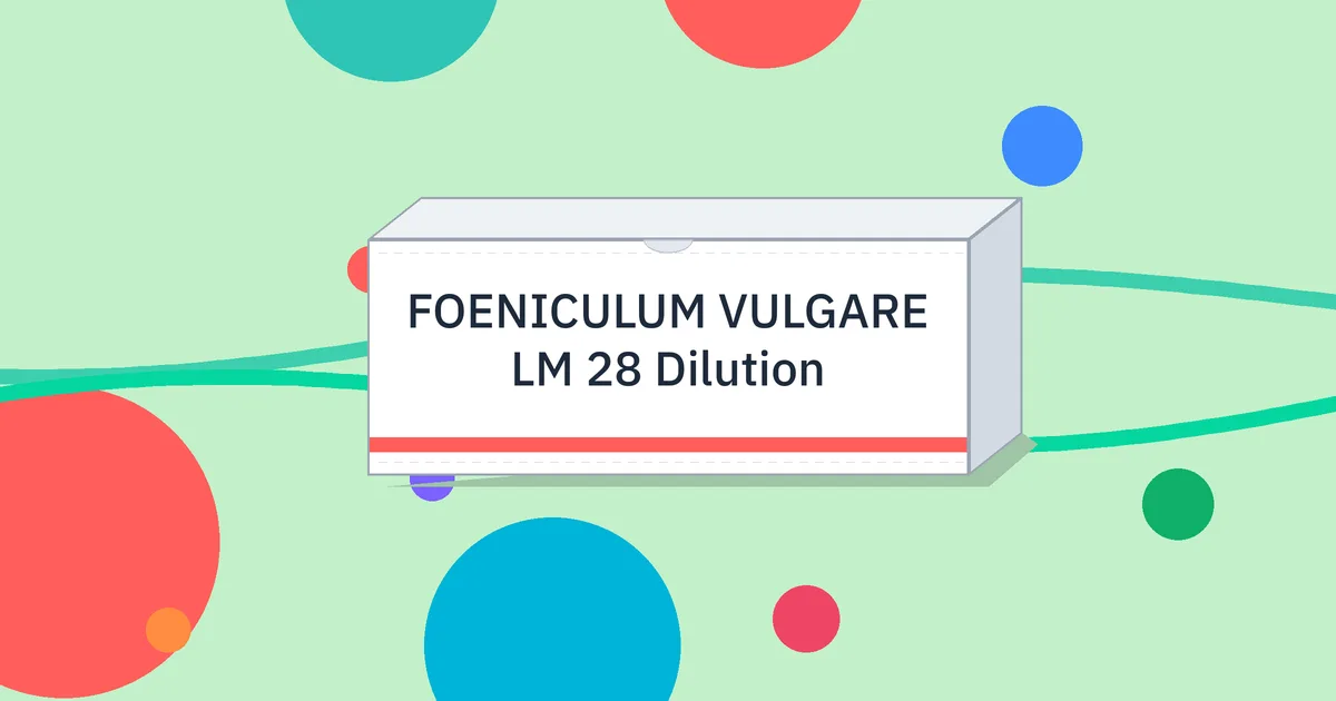 Symbolbild: Packung mit der Aufschrift FOENICULUM VULGARE LM 28 Dilution (PZN 13489936) – Verfügbarkeit und Bezug in Apotheken in Frankfurt am Main