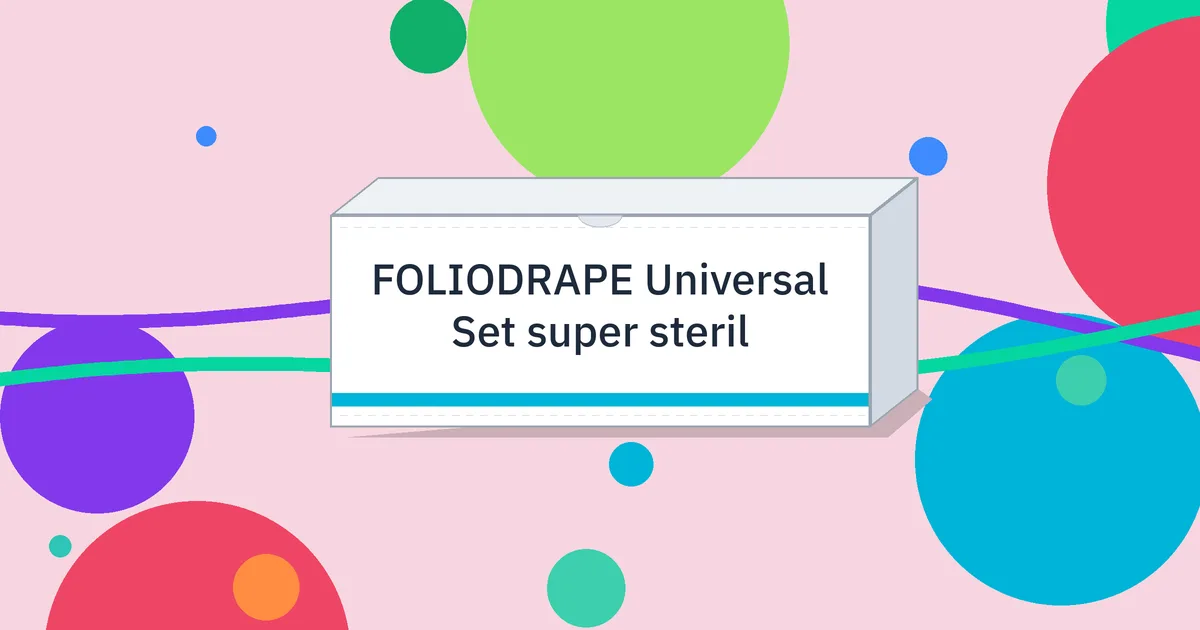 Symbolbild: Packung mit der Aufschrift FOLIODRAPE Universal Set super steril (PZN 06892382) – Verfügbarkeit und Bezug in Apotheken in Frankfurt am Main