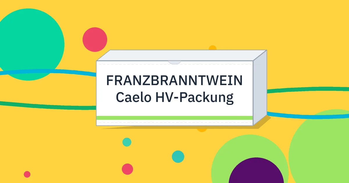 Symbolbild: Packung mit der Aufschrift FRANZBRANNTWEIN Caelo HV-Packung (PZN 02096487) – Verfügbarkeit und Bezug in Apotheken in Frankfurt am Main