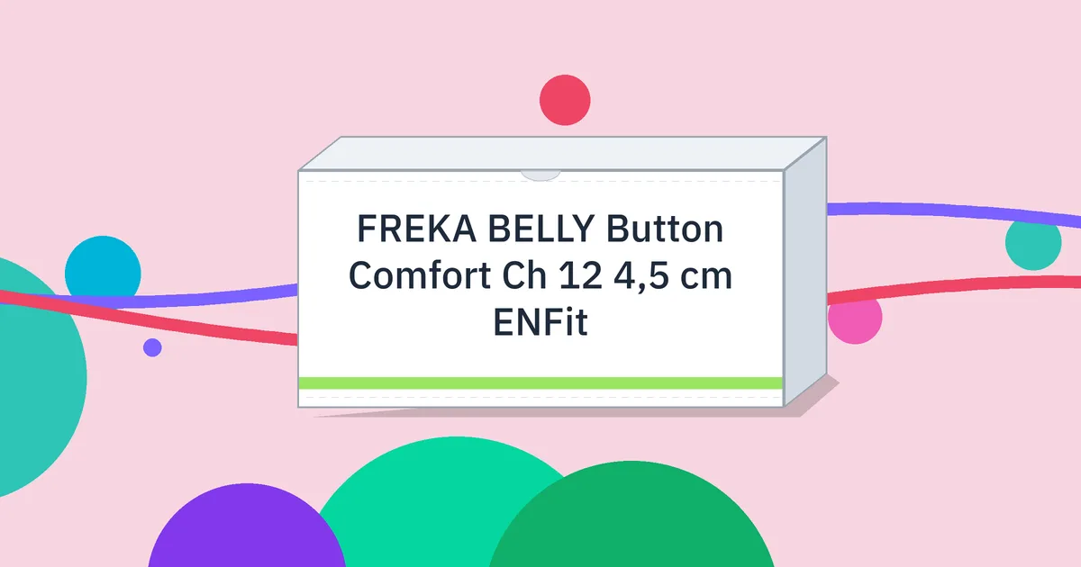 Symbolbild: Packung mit der Aufschrift FREKA BELLY Button Comfort Ch 12 4,5 cm ENFit (PZN 11481936) – Verfügbarkeit und Bezug in Apotheken in Frankfurt am Main
