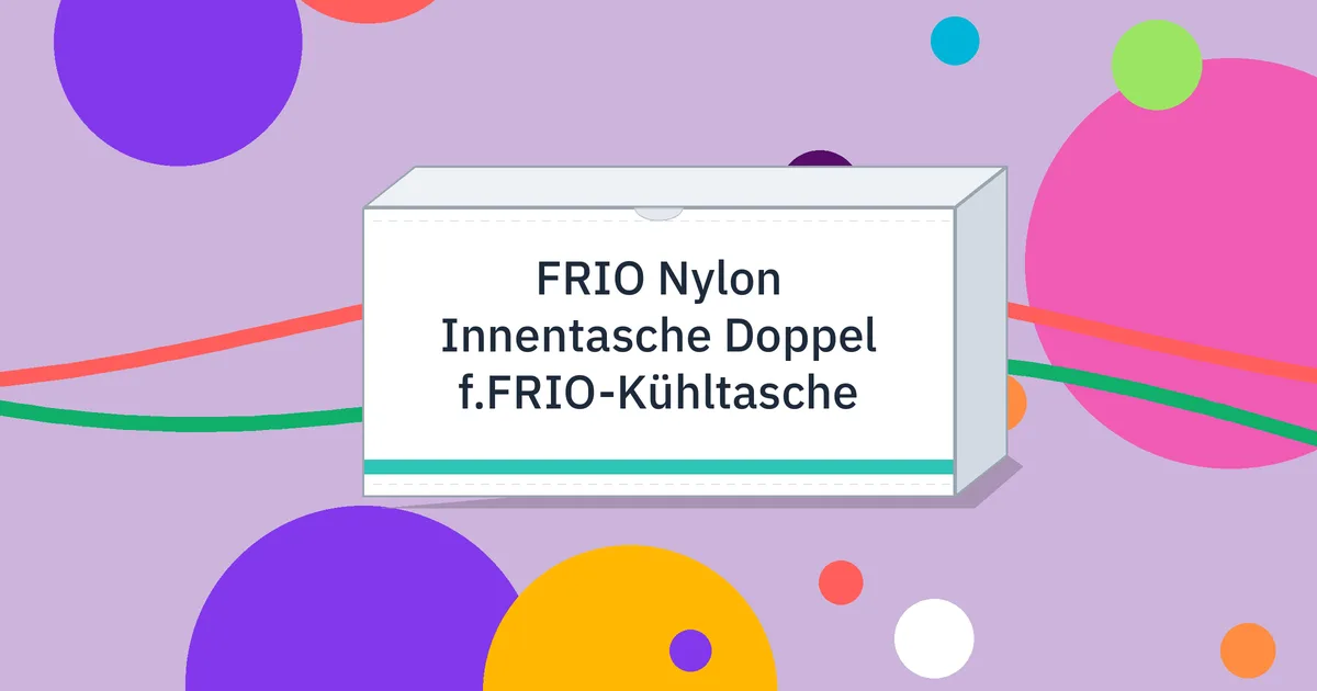 Symbolbild: Packung mit der Aufschrift FRIO Nylon Innentasche Doppel f.FRIO-Kühltasche (PZN 18264047) – Verfügbarkeit und Bezug in Apotheken in Frankfurt am Main