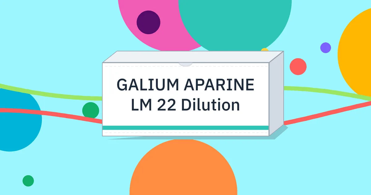 Symbolbild: Packung mit der Aufschrift GALIUM APARINE LM 22 Dilution (PZN 13497249) – Verfügbarkeit und Bezug in Apotheken in Frankfurt am Main