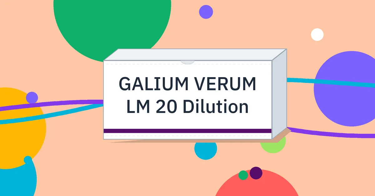 Symbolbild: Packung mit der Aufschrift GALIUM VERUM LM 20 Dilution (PZN 13497686) – Verfügbarkeit und Bezug in Apotheken in Frankfurt am Main