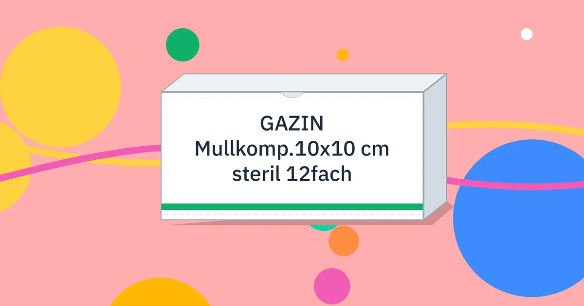 Symbolbild: Packung mit der Aufschrift GAZIN Mullkomp.10x10 cm steril 12fach (PZN 01511702) – Verfügbarkeit und Bezug in Apotheken in Frankfurt am Main