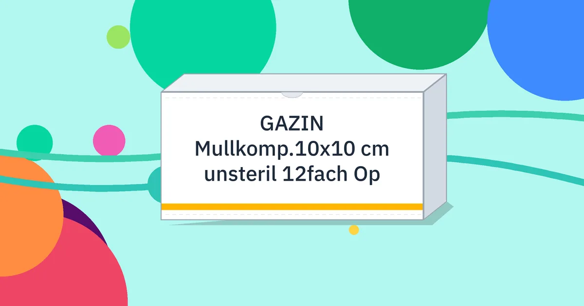 Symbolbild: Packung mit der Aufschrift GAZIN Mullkomp.10x10 cm unsteril 12fach Op (PZN 03959424) – Verfügbarkeit und Bezug in Apotheken in Frankfurt am Main