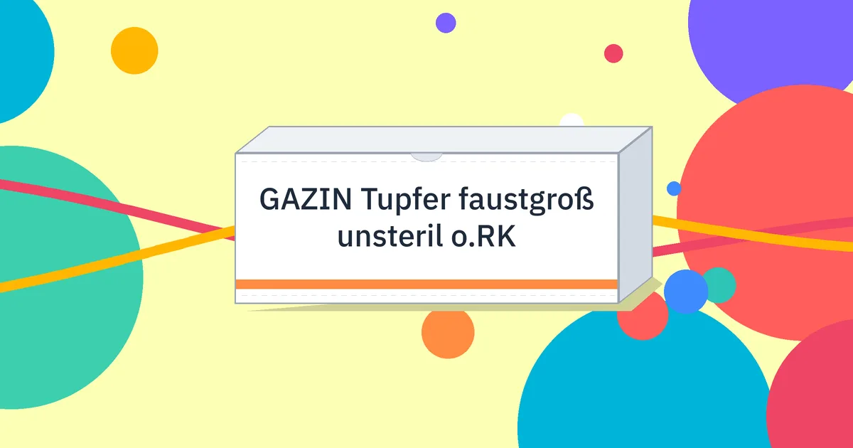 Symbolbild: Packung mit der Aufschrift GAZIN Tupfer faustgroß unsteril o.RK (PZN 15997915) – Verfügbarkeit und Bezug in Apotheken in Frankfurt am Main