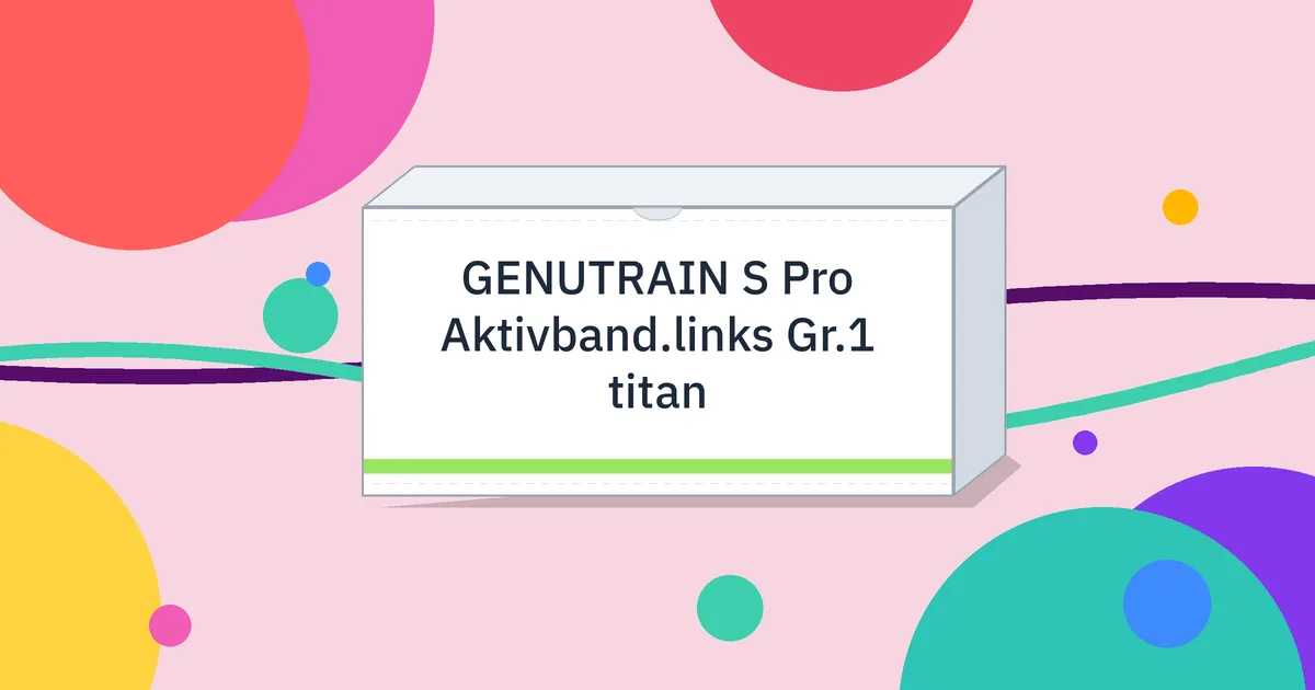 Symbolbild: Packung mit der Aufschrift GENUTRAIN S Pro Aktivband.links Gr.1 titan (PZN 09337273) – Verfügbarkeit und Bezug in Apotheken in Frankfurt am Main