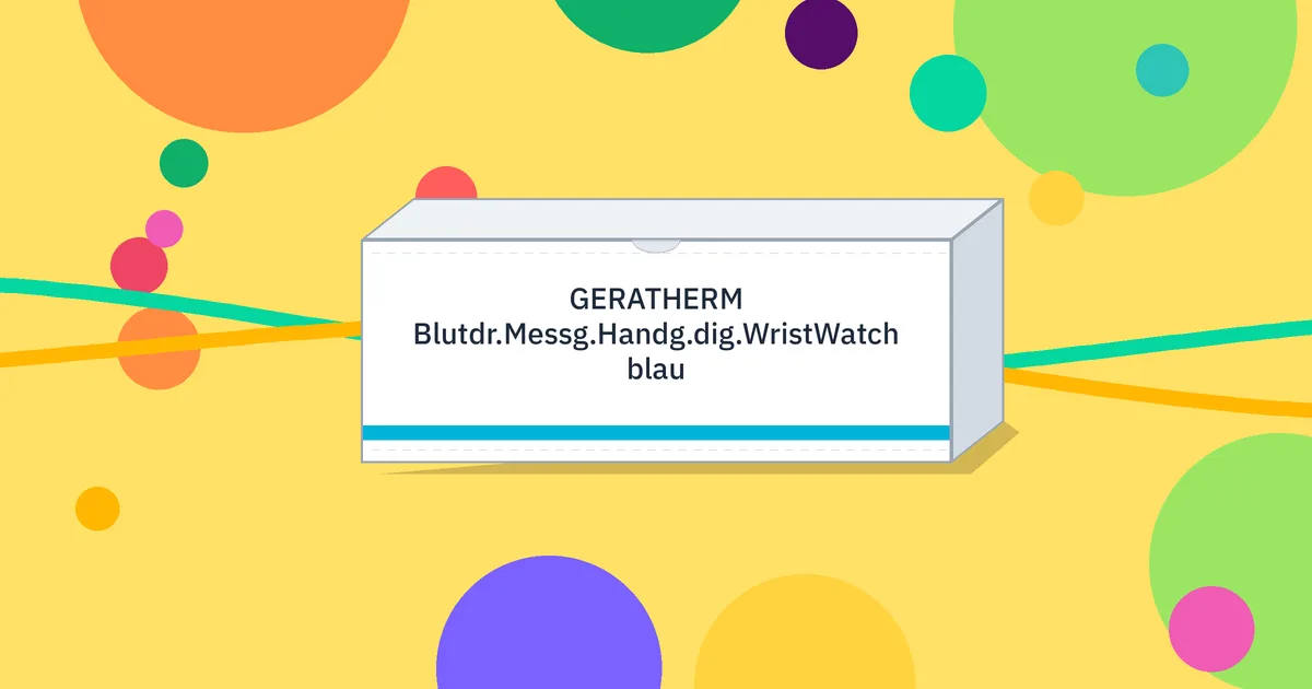 Symbolbild: Packung mit der Aufschrift GERATHERM Blutdr.Messg.Handg.dig.WristWatch blau (PZN 02133538) – Verfügbarkeit und Bezug in Apotheken in Frankfurt am Main
