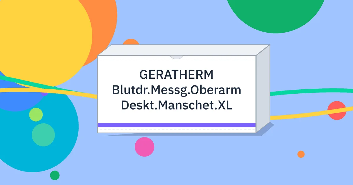 Symbolbild: Packung mit der Aufschrift GERATHERM Blutdr.Messg.Oberarm Deskt.Manschet.XL (PZN 05598835) – Verfügbarkeit und Bezug in Apotheken in Frankfurt am Main