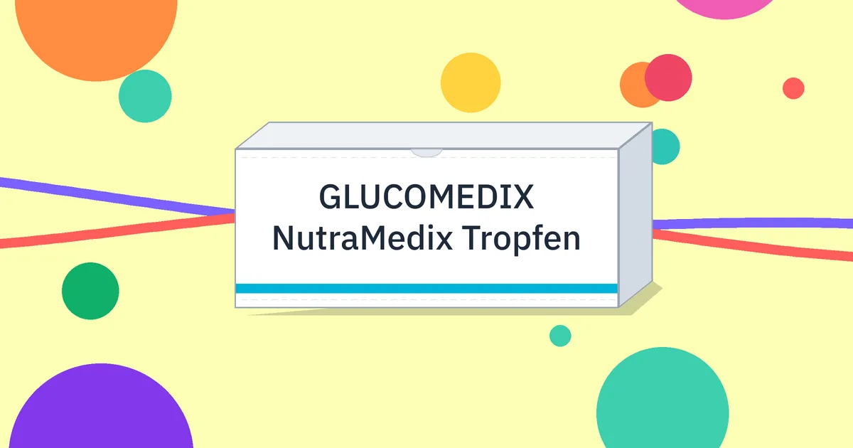 Symbolbild: Packung mit der Aufschrift GLUCOMEDIX NutraMedix Tropfen (PZN 17186291) – Verfügbarkeit und Bezug in Apotheken in Frankfurt am Main
