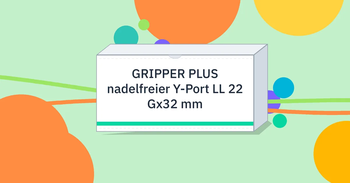 Symbolbild: Packung mit der Aufschrift GRIPPER PLUS nadelfreier Y-Port LL 22 Gx32 mm (PZN 09675691) – Verfügbarkeit und Bezug in Apotheken in Frankfurt am Main