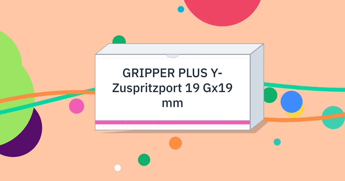 Symbolbild: Packung mit der Aufschrift GRIPPER PLUS Y-Zuspritzport 19 Gx19 mm (PZN 09676153) – Verfügbarkeit und Bezug in Apotheken in Frankfurt am Main