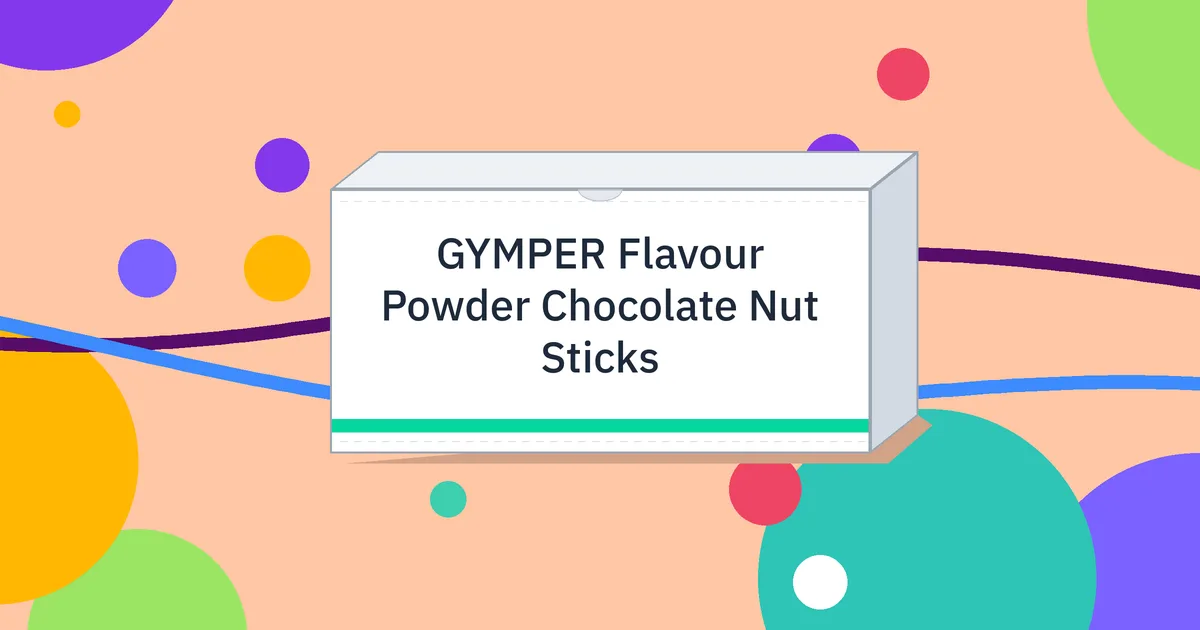 Symbolbild: Packung mit der Aufschrift GYMPER Flavour Powder Chocolate Nut Sticks (PZN 15742084) – Verfügbarkeit und Bezug in Apotheken in Frankfurt am Main