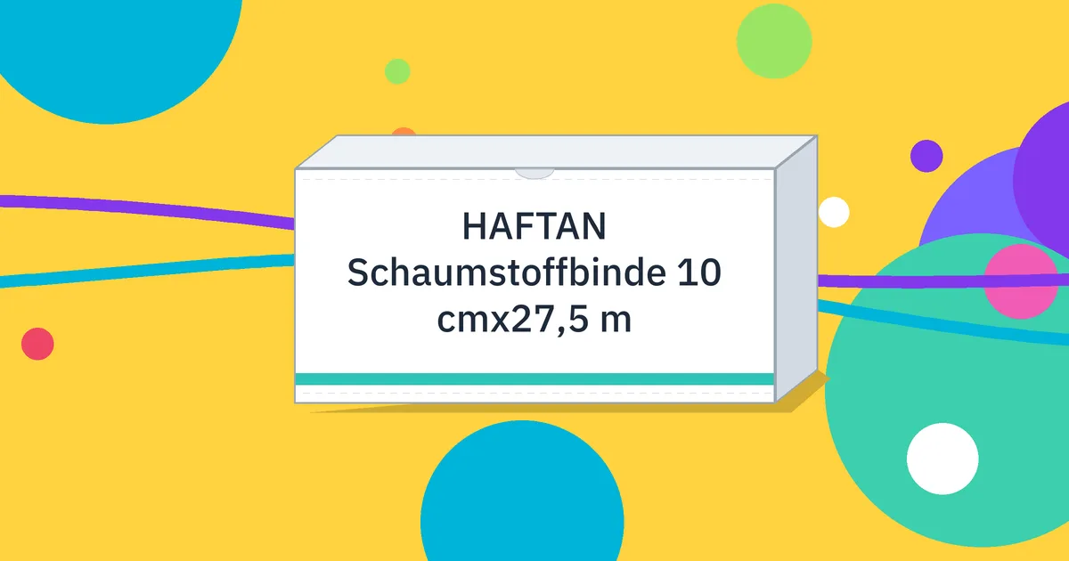 Symbolbild: Packung mit der Aufschrift HAFTAN Schaumstoffbinde 10 cmx27,5 m (PZN 01342731) – Verfügbarkeit und Bezug in Apotheken in Frankfurt am Main