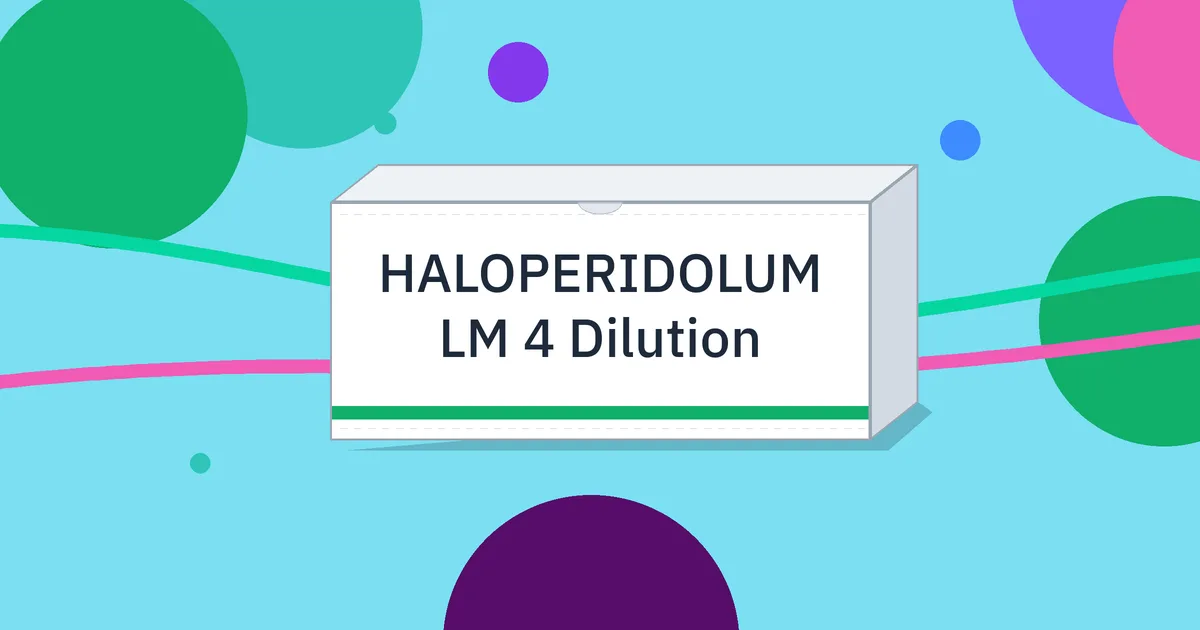 Symbolbild: Packung mit der Aufschrift HALOPERIDOLUM LM 4 Dilution (PZN 12883401) – Verfügbarkeit und Bezug in Apotheken in Frankfurt am Main