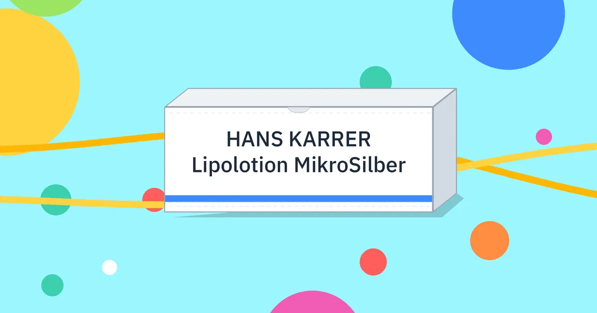 Symbolbild: Packung mit der Aufschrift HANS KARRER Lipolotion MikroSilber (PZN 06559659) – Verfügbarkeit und Bezug in Apotheken in Frankfurt am Main