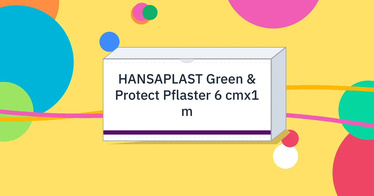 Symbolbild: Packung mit der Aufschrift HANSAPLAST Green & Protect Pflaster 6 cmx1 m (PZN 17560720) – Verfügbarkeit und Bezug in Apotheken in Frankfurt am Main