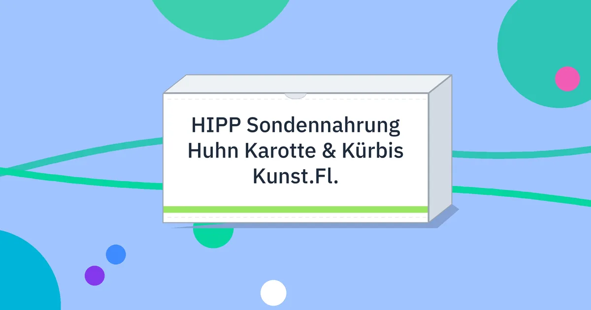 Symbolbild: Packung mit der Aufschrift HIPP Sondennahrung Huhn Karotte & Kürbis Kunst.Fl. (PZN 19350903) – Verfügbarkeit und Bezug in Apotheken in Frankfurt am Main