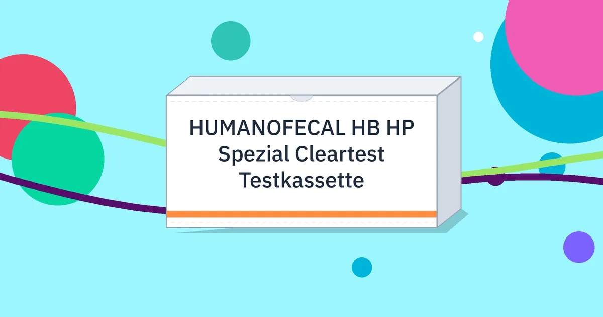 Symbolbild: Packung mit der Aufschrift HUMANOFECAL HB HP Spezial Cleartest Testkassette (PZN 00524157) – Verfügbarkeit und Bezug in Apotheken in Frankfurt am Main