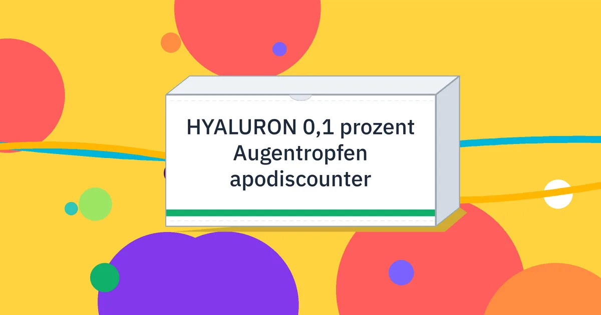 Symbolbild: Packung mit der Aufschrift HYALURON 0,1 prozent Augentropfen apodiscounter (PZN 18165931) – Verfügbarkeit und Bezug in Apotheken in Frankfurt am Main