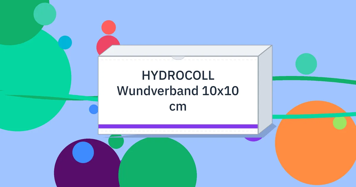 Symbolbild: Packung mit der Aufschrift HYDROCOLL Wundverband 10x10 cm (PZN 17422596) – Verfügbarkeit und Bezug in Apotheken in Frankfurt am Main