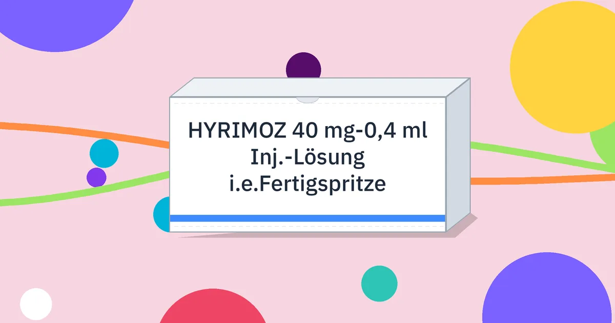 Symbolbild: Packung mit der Aufschrift HYRIMOZ 40 mg-0,4 ml Inj.-Lösung i.e.Fertigspritze (PZN 19170377) – Verfügbarkeit und Bezug in Apotheken in Frankfurt am Main