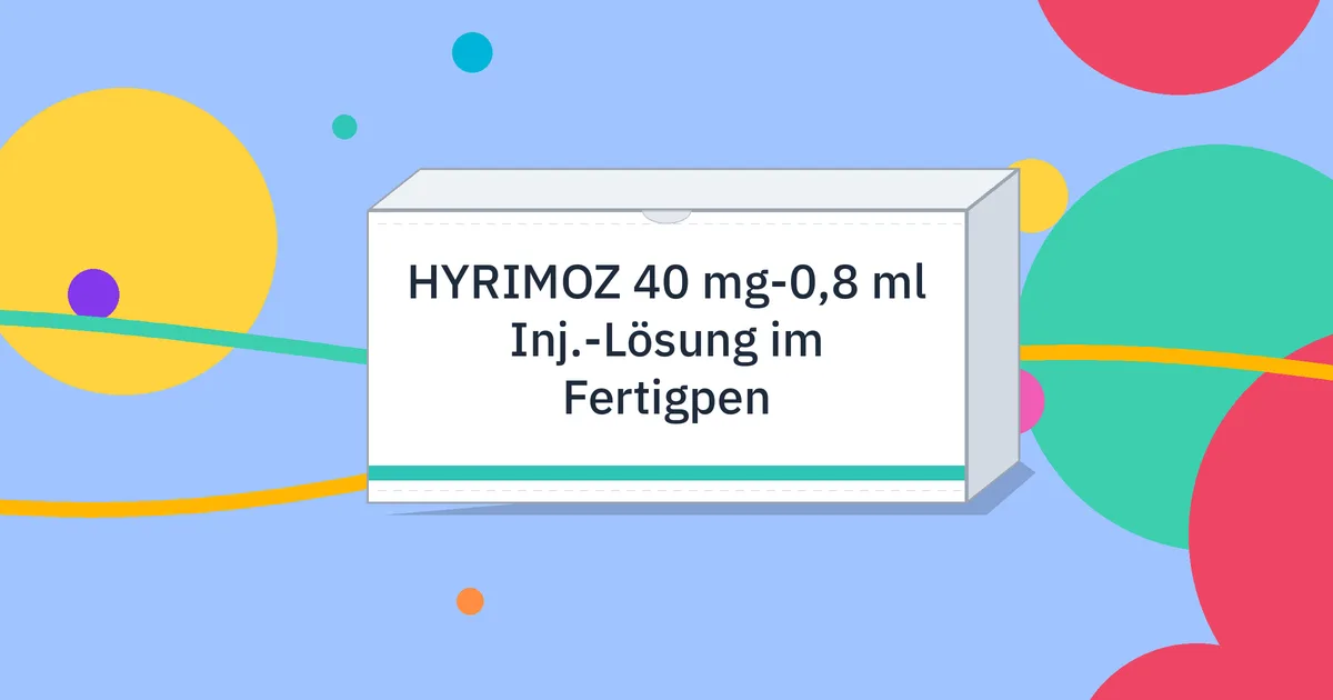 Symbolbild: Packung mit der Aufschrift HYRIMOZ 40 mg-0,8 ml Inj.-Lösung im Fertigpen (PZN 18454730) – Verfügbarkeit und Bezug in Apotheken in Frankfurt am Main