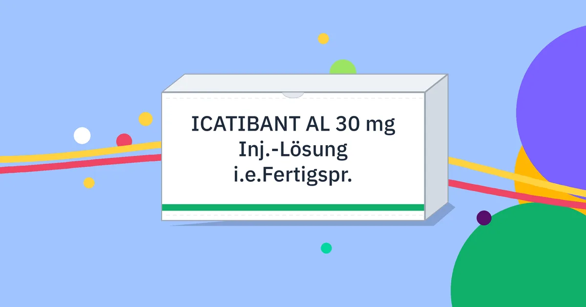 Symbolbild: Packung mit der Aufschrift ICATIBANT AL 30 mg Inj.-Lösung i.e.Fertigspr. (PZN 17286733) – Verfügbarkeit und Bezug in Apotheken in Frankfurt am Main