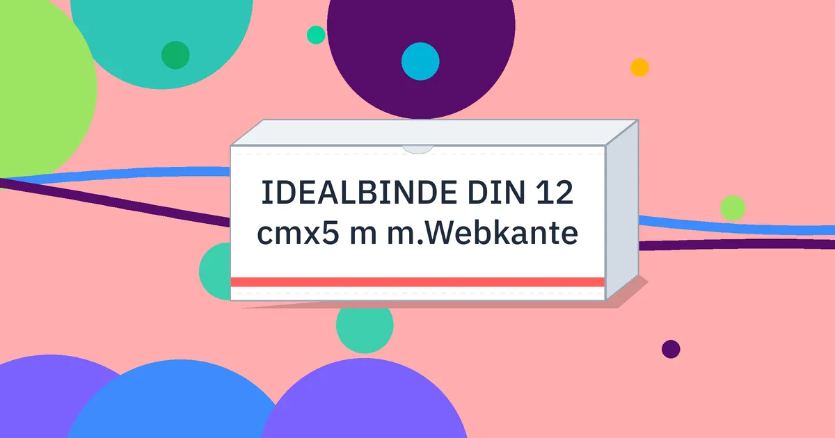 Symbolbild: Packung mit der Aufschrift IDEALBINDE DIN 12 cmx5 m m.Webkante (PZN 01720280) – Verfügbarkeit und Bezug in Apotheken in Frankfurt am Main