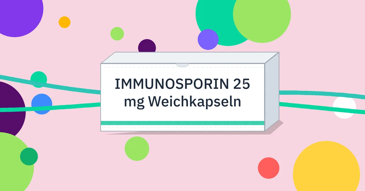 Symbolbild: Packung mit der Aufschrift IMMUNOSPORIN 25 mg Weichkapseln (PZN 02167075) – Verfügbarkeit und Bezug in Apotheken in Frankfurt am Main