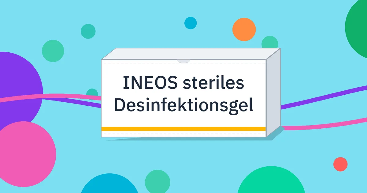 Symbolbild: Packung mit der Aufschrift INEOS steriles Desinfektionsgel (PZN 17875872) – Verfügbarkeit und Bezug in Apotheken in Frankfurt am Main