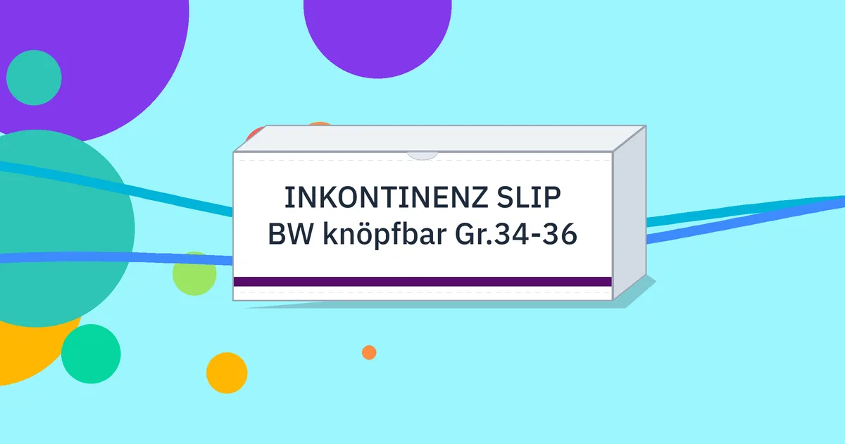 Symbolbild: Packung mit der Aufschrift INKONTINENZ SLIP BW knöpfbar Gr.34-36 (PZN 10217746) – Verfügbarkeit und Bezug in Apotheken in Frankfurt am Main