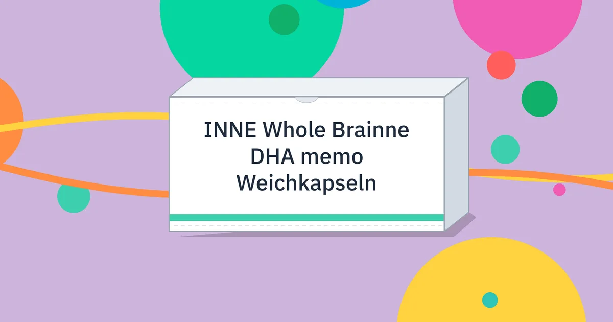 Symbolbild: Packung mit der Aufschrift INNE Whole Brainne DHA memo Weichkapseln (PZN 19140554) – Verfügbarkeit und Bezug in Apotheken in Frankfurt am Main