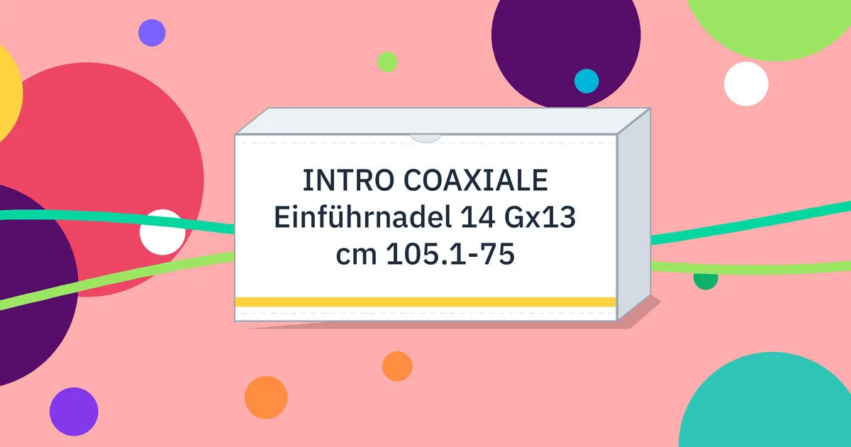 Symbolbild: Packung mit der Aufschrift INTRO COAXIALE Einführnadel 14 Gx13 cm 105.1-75 (PZN 16946417) – Verfügbarkeit und Bezug in Apotheken in Frankfurt am Main