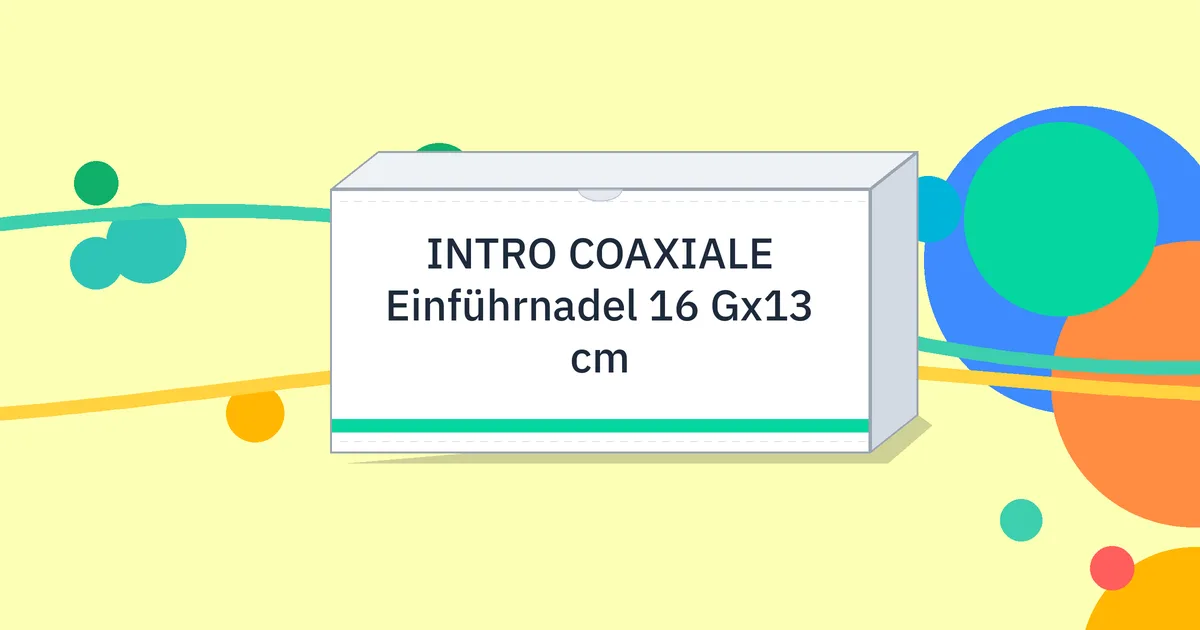 Symbolbild: Packung mit der Aufschrift INTRO COAXIALE Einführnadel 16 Gx13 cm (PZN 16918817) – Verfügbarkeit und Bezug in Apotheken in Frankfurt am Main