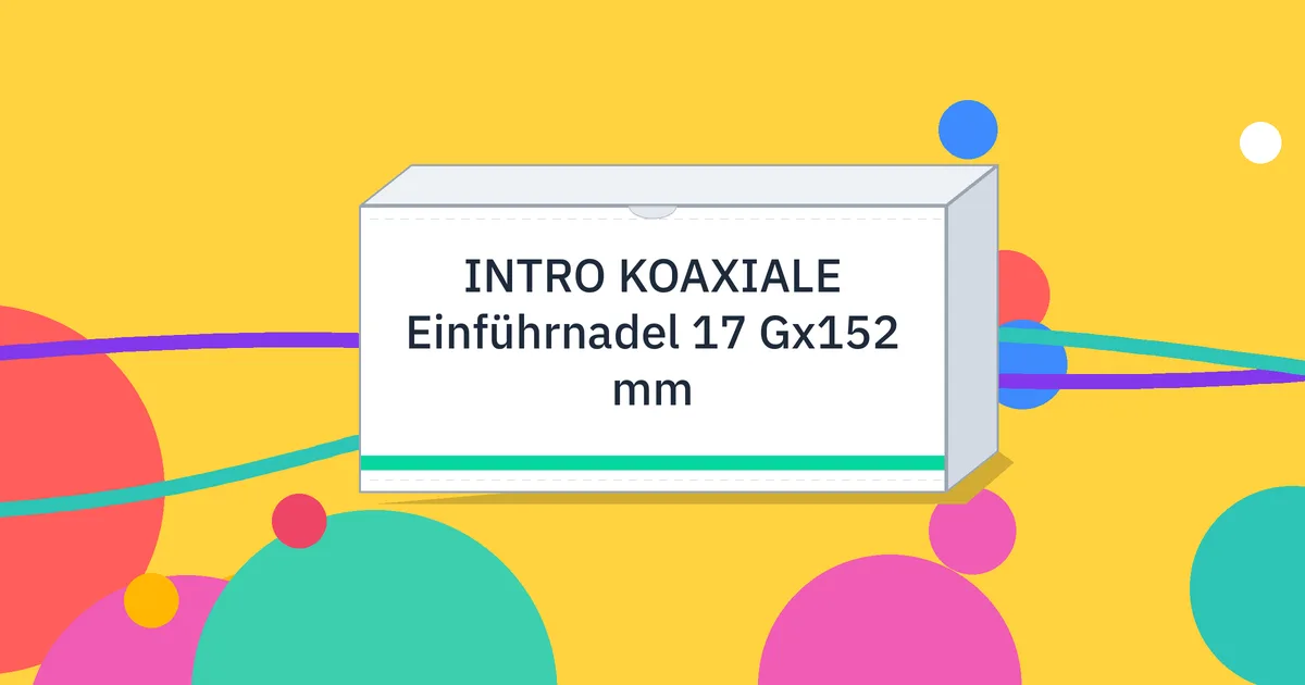 Symbolbild: Packung mit der Aufschrift INTRO KOAXIALE Einführnadel 17 Gx152 mm (PZN 19737192) – Verfügbarkeit und Bezug in Apotheken in Frankfurt am Main