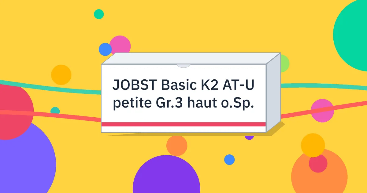 Symbolbild: Packung mit der Aufschrift JOBST Basic K2 AT-U petite Gr.3 haut o.Sp. (PZN 13060593) – Verfügbarkeit und Bezug in Apotheken in Frankfurt am Main