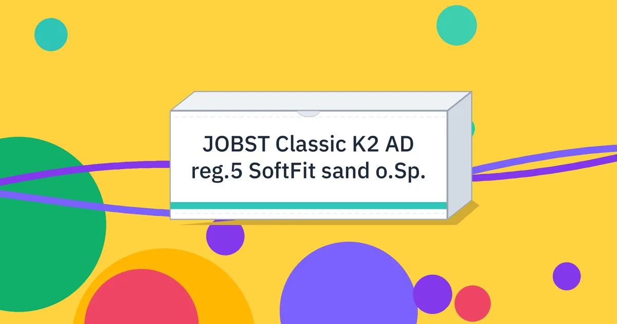Symbolbild: Packung mit der Aufschrift JOBST Classic K2 AD reg.5 SoftFit sand o.Sp. (PZN 14221874) – Verfügbarkeit und Bezug in Apotheken in Frankfurt am Main