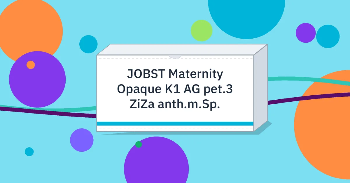 Symbolbild: Packung mit der Aufschrift JOBST Maternity Opaque K1 AG pet.3 ZiZa anth.m.Sp. (PZN 15854943) – Verfügbarkeit und Bezug in Apotheken in Frankfurt am Main