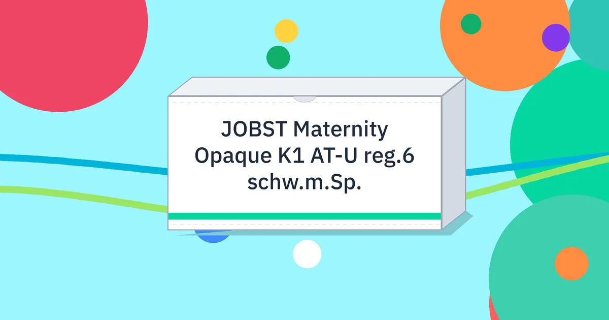 Symbolbild: Packung mit der Aufschrift JOBST Maternity Opaque K1 AT-U reg.6 schw.m.Sp. (PZN 15852944) – Verfügbarkeit und Bezug in Apotheken in Frankfurt am Main