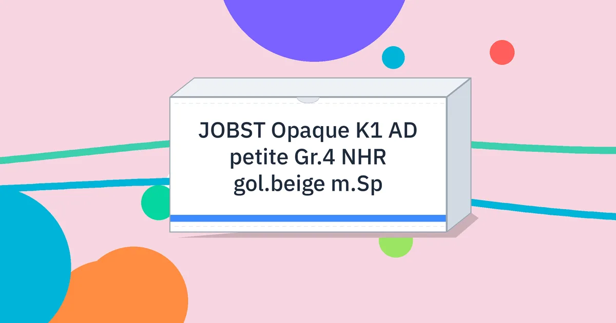Symbolbild: Packung mit der Aufschrift JOBST Opaque K1 AD petite Gr.4 NHR gol.beige m.Sp (PZN 16263902) – Verfügbarkeit und Bezug in Apotheken in Frankfurt am Main