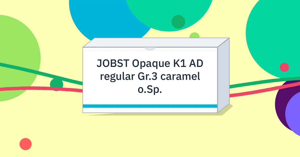Symbolbild: Packung mit der Aufschrift JOBST Opaque K1 AD regular Gr.3 caramel o.Sp. (PZN 13082270) – Verfügbarkeit und Bezug in Apotheken in Frankfurt am Main