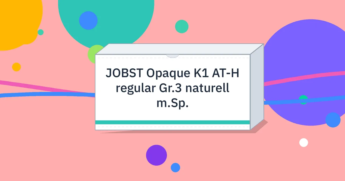 Symbolbild: Packung mit der Aufschrift JOBST Opaque K1 AT-H regular Gr.3 naturell m.Sp. (PZN 13105350) – Verfügbarkeit und Bezug in Apotheken in Frankfurt am Main